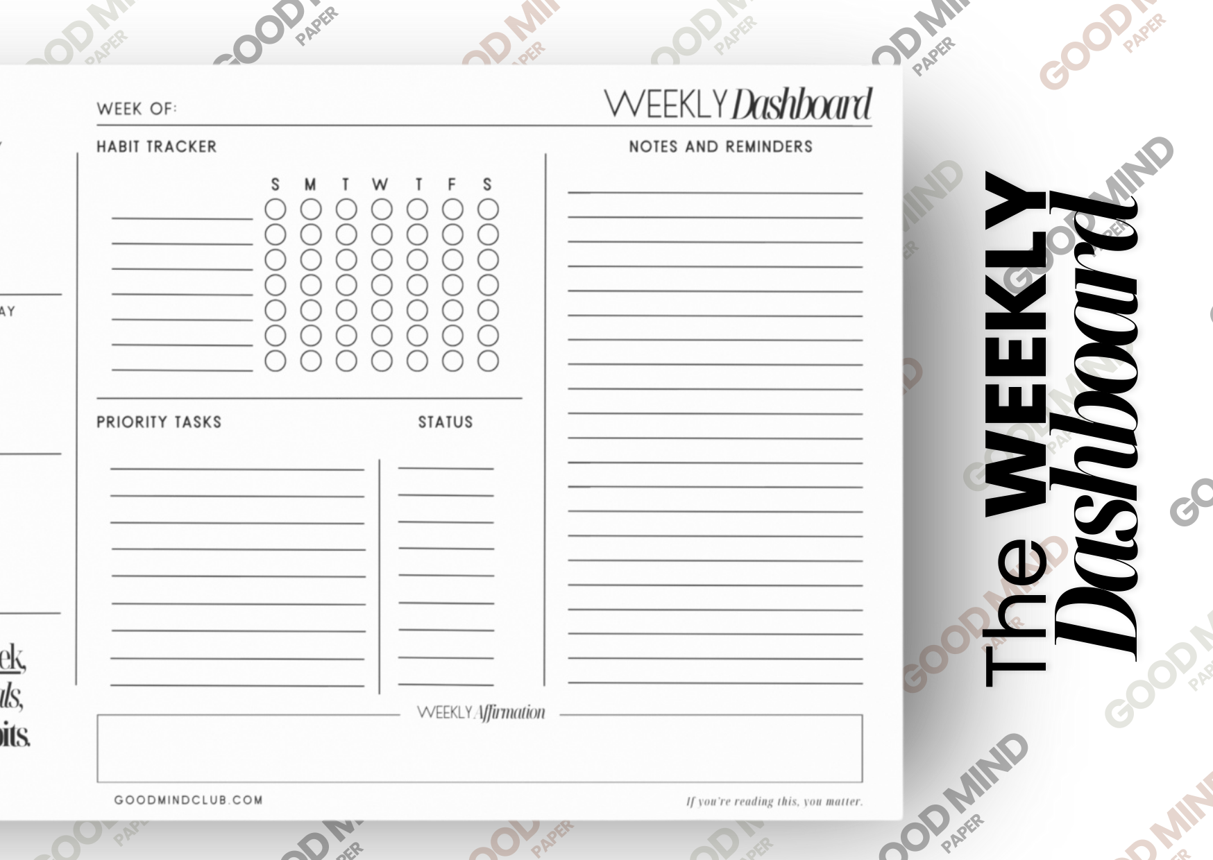 The Weekly Dashboard: Your Ultimate Weekly Planning Notepad – The GoodMind Store
